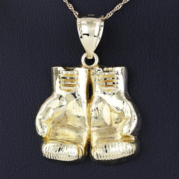 Accessories | 1k Yellow Gold Golden Gloves Hanging Boxing Gloves Pendant Charm | Poshmark
